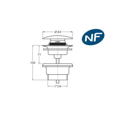 piletta clic clac cromo tappo inox bonomini